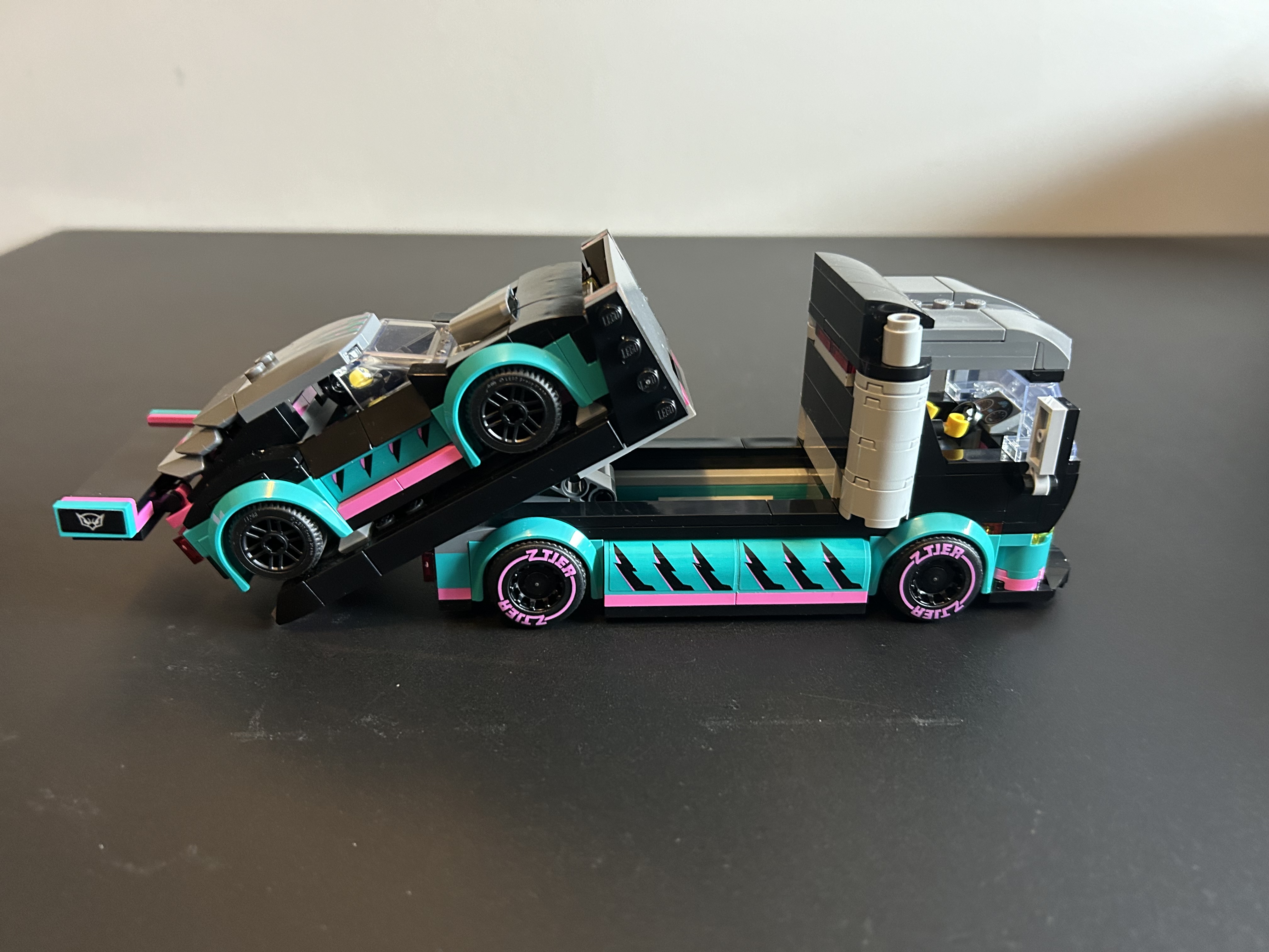 Race Car and Car Carrier Truck – Infinity Bricks