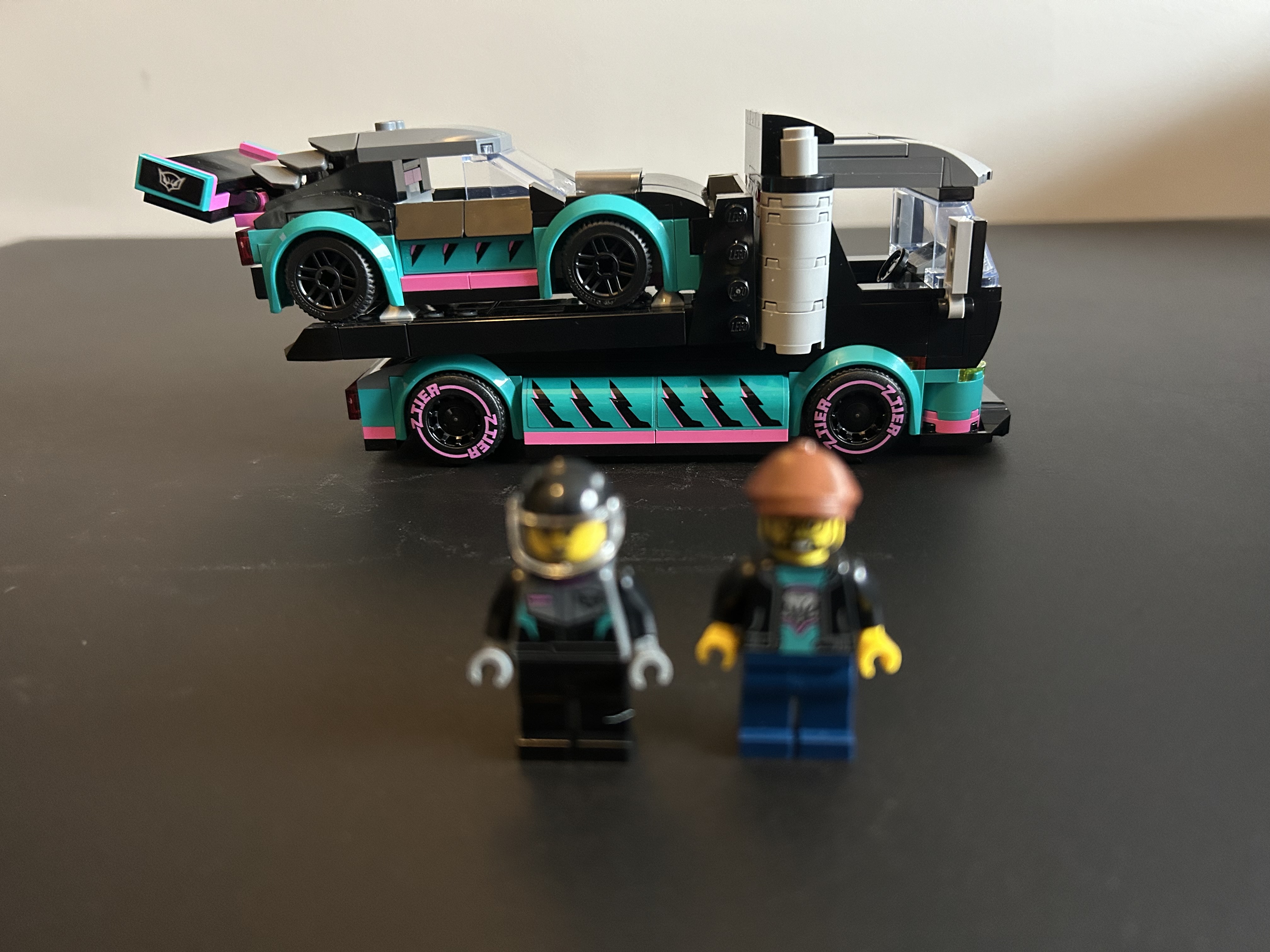 Race Car and Car Carrier Truck – Infinity Bricks